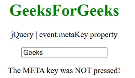 jquery event metakey property geeksforgeeks