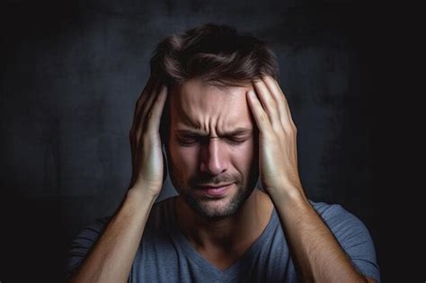 Premium AI Image A Man Holding His Head In His Hands