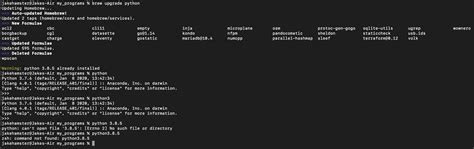 command line python 3 8 5 already installed but terminal uses 3 7 6