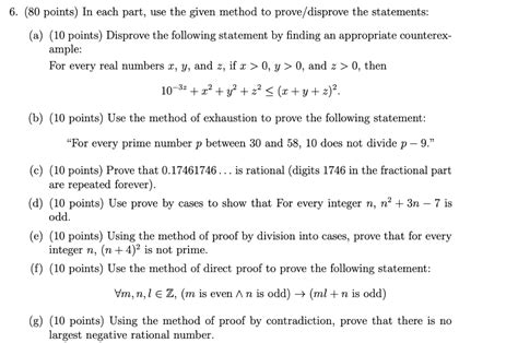 Solved prove/disprove the statements: 6. (80 points) In each | Chegg.com