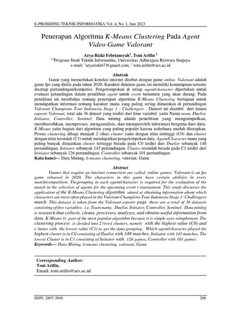 penerapan algoritma k means clustering pada agent pdf game