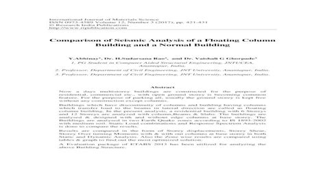 comparison of seismic analysis of a floating column · comparison of