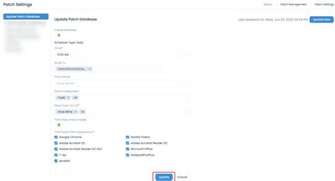 Patch Settings ServiceOps