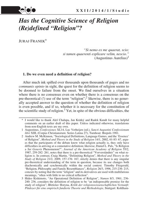 Pdf Has The Cognitive Science Of Religion Re Defined Religion