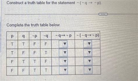 Solved Construct A Truth Table For The Statement Qp Chegg Com