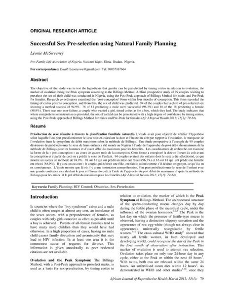 Successful Sex Pre Selection Using Natural Family BOMA USA
