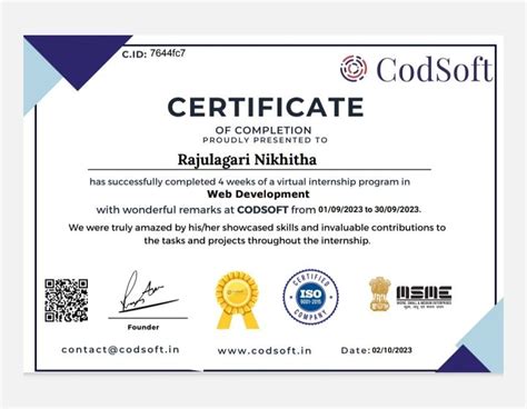 rajulagari nikhitha on linkedin codsoft internship webdevelopment