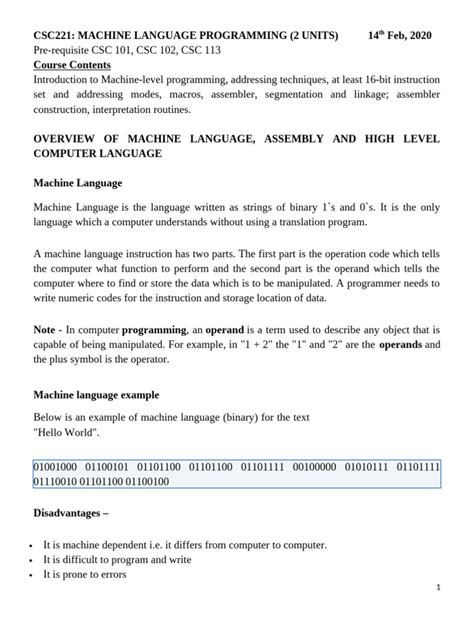 Csc 221 Pdf Microprocessor Assembly Language