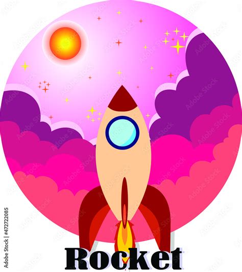 2d Animation Of A Rocket In Space Flying 2 Dimensional Rocket Vector