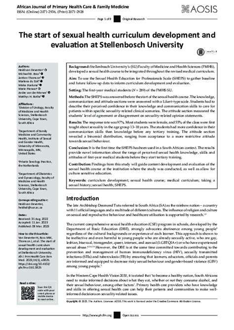 Pdf The Start Of Sexual Health Curriculum Development And Evaluation