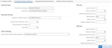 sap tm navigate selection profiles for logistics management