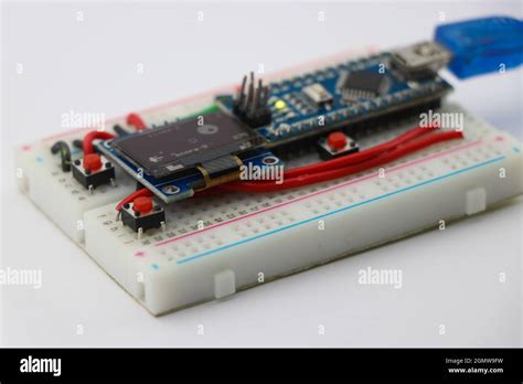 Prototype Project Built On A Breadboard With An Oled Display And
