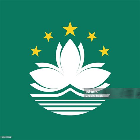마카오 국기 플래그 아이콘입니다 표준 색상 사각형 깃발입니다 컴퓨터 일러스트레이션 디지털 일러스트레이션 벡터 일러스트 레이
