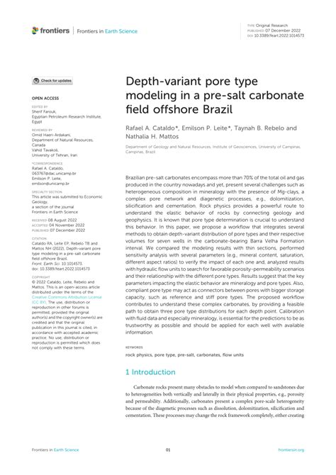 Pdf Depth Variant Pore Type Modeling In A Pre Salt Carbonate Field