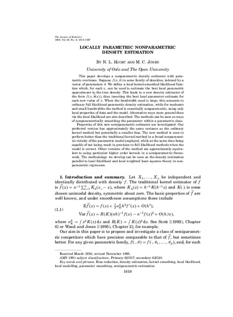 Pdf Locally Parametric Nonparametric Density Estimation