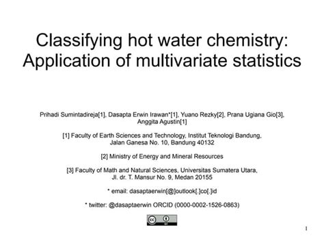 Classifying Hot Water Chemistry Application Of Multivariate Statistics