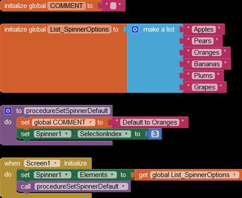 Setting A Spinners Selection Mit App Inventor Help Mit App