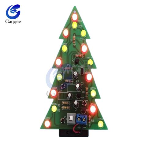 Occkic DIY Kit Christmas Trees LED Circuit Electronic PCB Board Red Green Flash Light Electronic