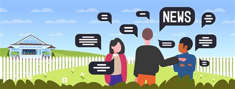 매일 뉴스 채팅 버블 커뮤니케이션 개념에 대해 논의하는 회의 중에 채팅하는 사람들 가공의 인물에 대한 스톡 벡터 아트 및 기타