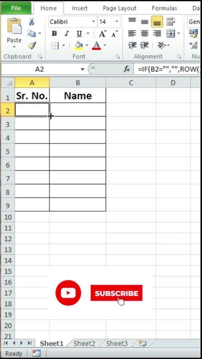How To Update Serial No Automatically In Excel Shorts Tejisaini