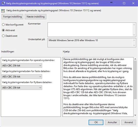 Ændre Bitlocker Fra 128 Til 256 Bit I Windows 10 Pro Ldd