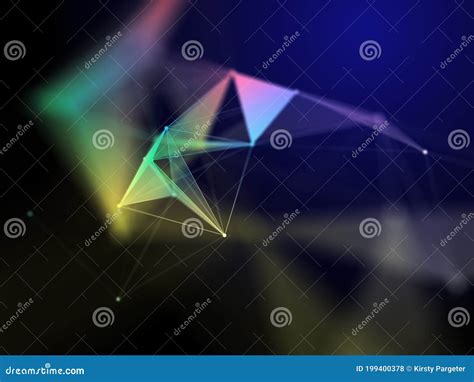 3d science background with low poly plexus design stock illustration