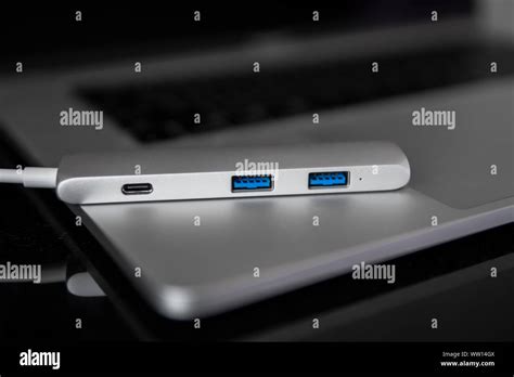 The USB Adapter Under The Type C Connector For Laptop Multiport Station For Laptop With