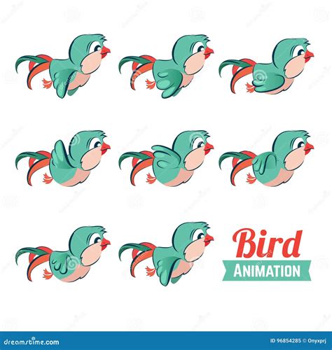 Key Frames Animation Of Bird Flying Cartoon Zoo Vector Illustration Key Frames Animation Of Bird Flying Cartoon Zoo Vector Illustration