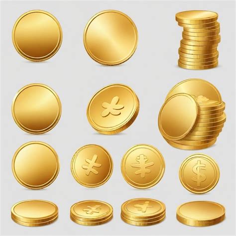 Gold Coins vector set white background isolated | Premium AI-generated vector