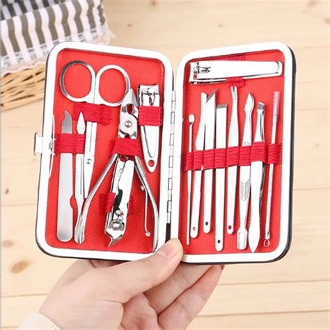 15 개대 네일 아트 매니큐어 도구 세트 손톱 깎기 가위 족집게 칼 매니큐어 세트 네일 매니큐어를위한 스톤 패턴 케이스 Aliexpress