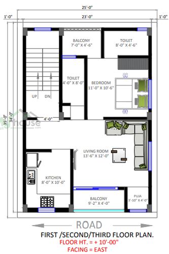 25 35 House Plan 875 Sqft Floor Plan Multistorey Home Design 12374