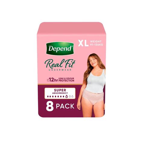 Buy Depend Real Fit Incontinence Underwear Super Women Extra Large 8