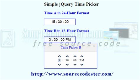 Simple Jquery Time Picker Sourcecodester