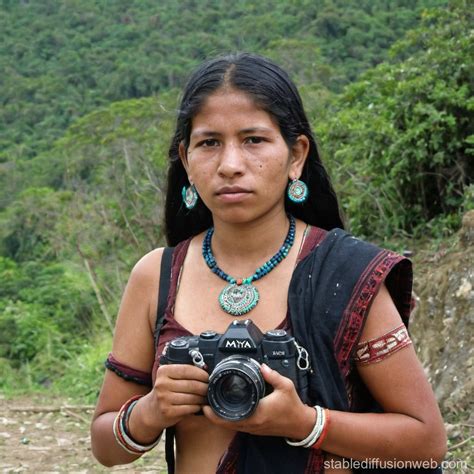 Indigenous Mayan Woman Traveling With Camera Stable Diffusion Online