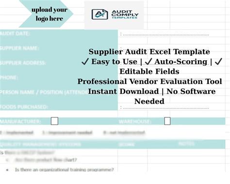 Supplier Audit Excel Template Vendor Evaluation Sheet Quality