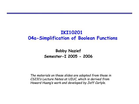 Ppt Iki10201 04a Simplification Of Boolean Functions Powerpoint