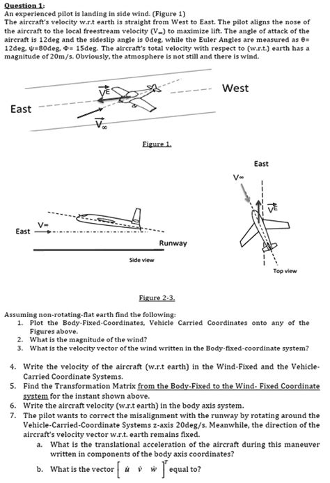 Question 1 An Experienced Pilot Is Landing In A Side Wind Figure 1 The Aircrafts Velocity