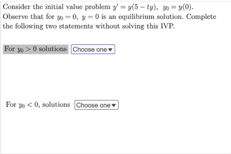 solved consider the initial value problem y y 5 ty yo
