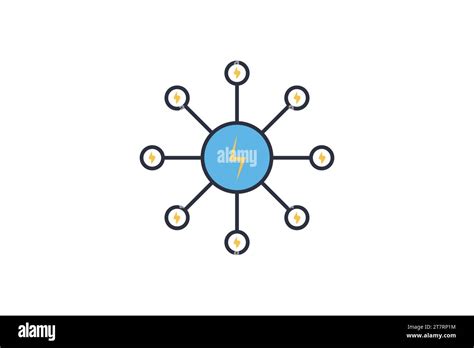 Smart Grid Icon Grid With Interconnected Energy Sources Icon Related To Industry Technology