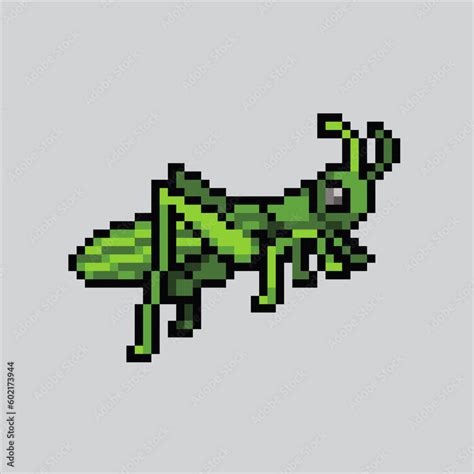 Pixel Art Grasshopper Grasshopper Insect Pixelated Design For Logo