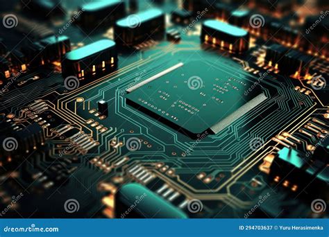 A Powerful Computer Processor Or Chip On A Motherboard Modern Technologies Stock Illustration
