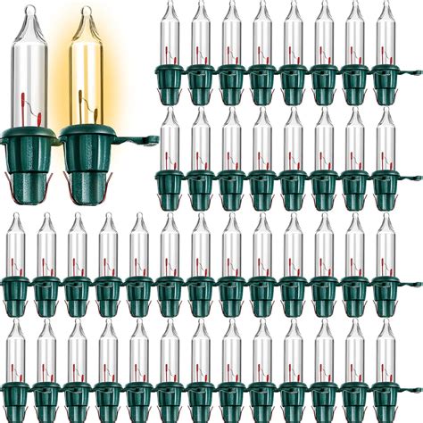 Mudder 60 Count Christmas Replacement Mini Light Bulbs With Green Base
