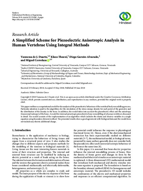 Pdf A Simplified Scheme For Piezoelectric Anisotropic Analysis In Human Vertebrae Using