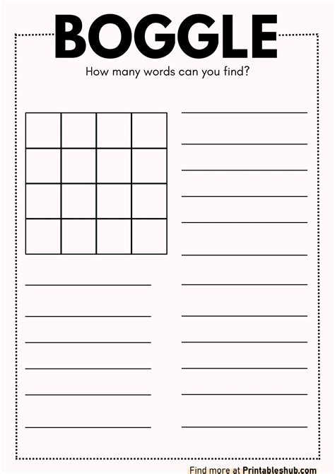 Printable Blank Boggle Board Printables Hub