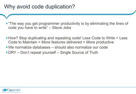 Avoid Code Duplication Principles And Patterns Ppt