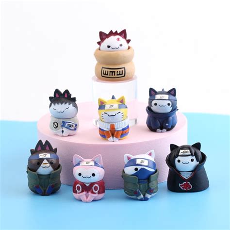 8pcs Set Anime Naruto Cat Gaara Uzumaki Naruto Uchiha Sasuke Uchiha