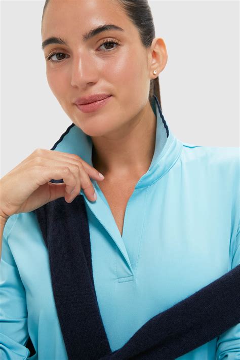 Bright Blue Long Sleeve Performance Jersey Caroline Polo Tnuck Sport