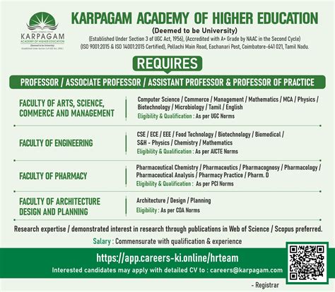 Karpagam Academy Of Higher Education Faculty Recruitment 2024