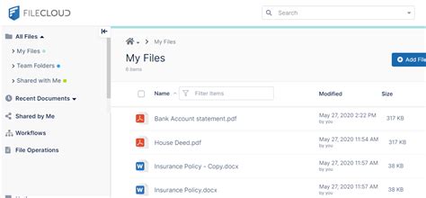 my files team folders and shared with me filecloud docs online