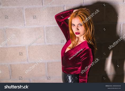 Redhaired Girl Latex Brown Black Tight Stock Photo 2046565430 Shutterstock